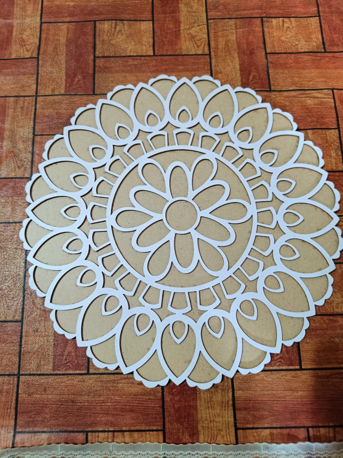 Set of 2 Resuable Rangoli Template Mat With Wooden Base /mdf Rangoli ...