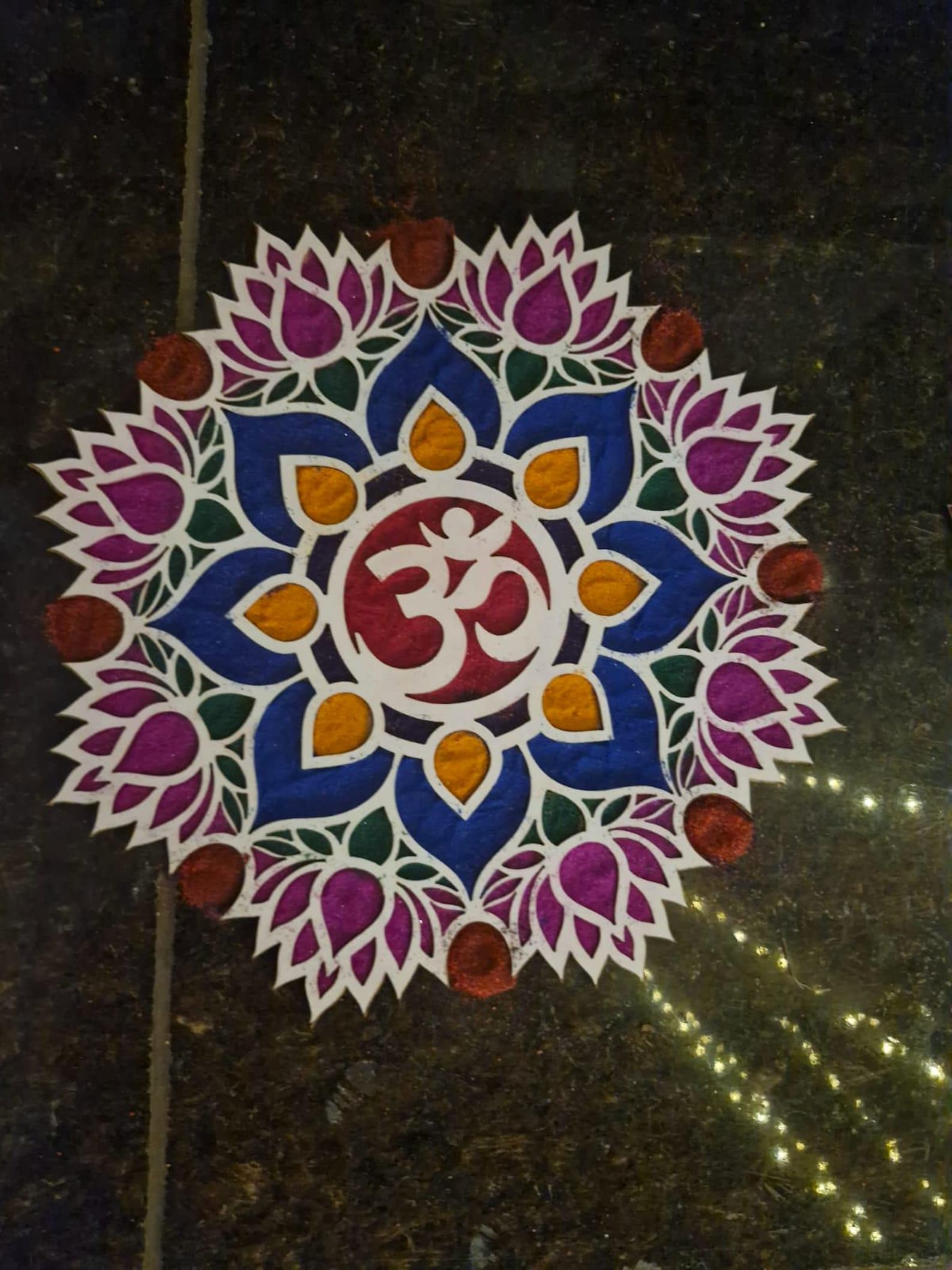 Set of 2 Resuable Rangoli Template Mat With Wooden Base /mdf Rangoli ...