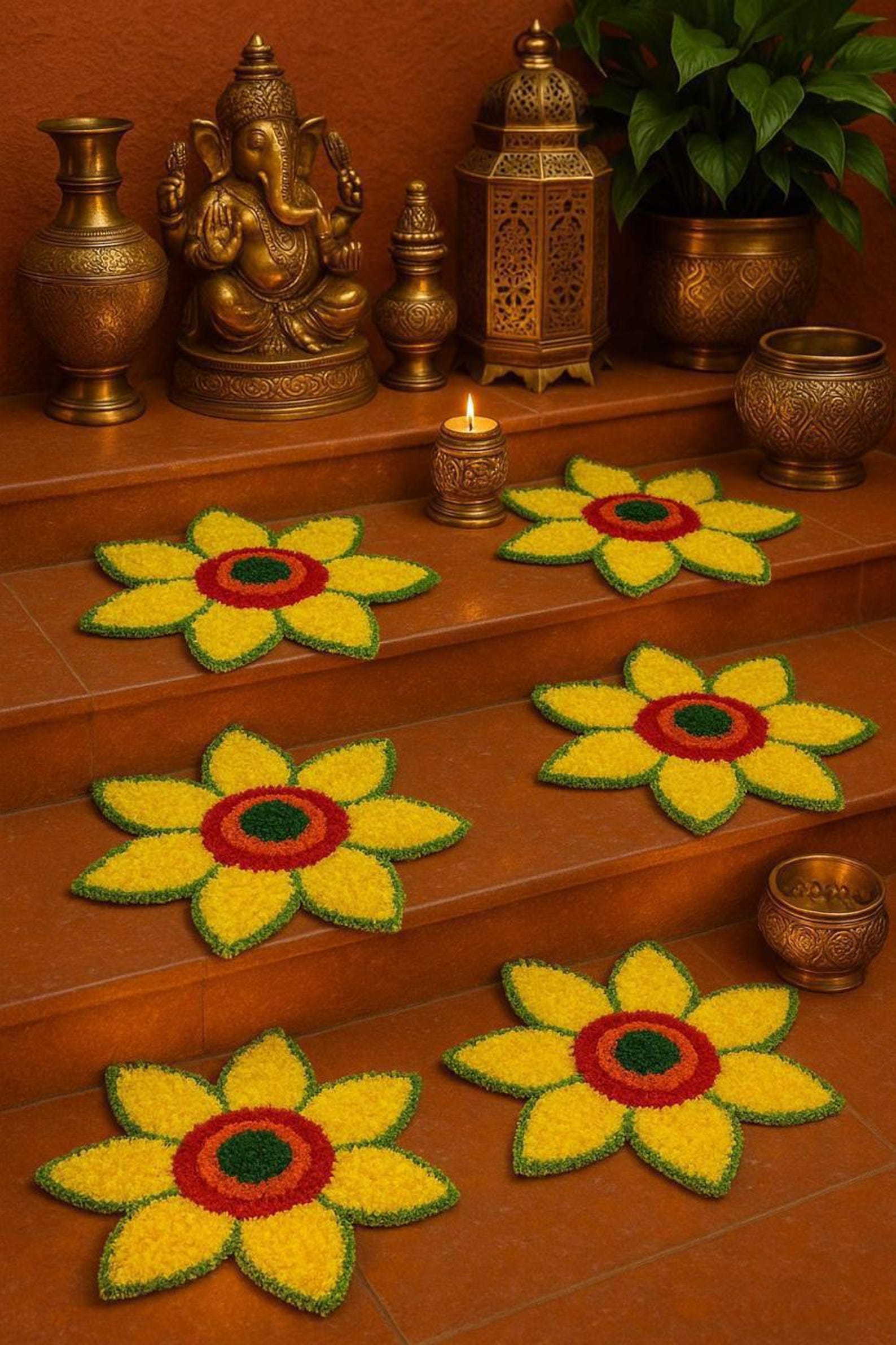 Set of 4 Foldable Reusable Rangoli Mat for Diwali Decoration Mats for ...