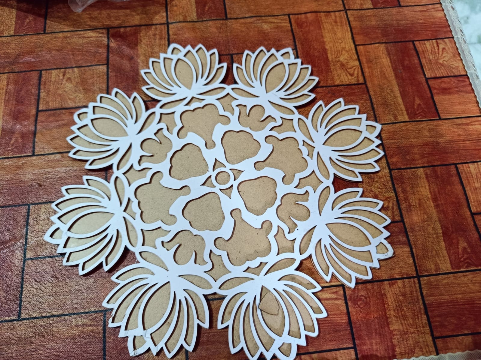 Set of 2 Resuable Rangoli Template Mat With Wooden Base /mdf Rangoli ...