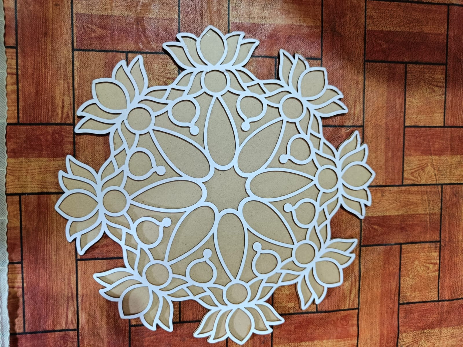Set of 2 Resuable Rangoli Template Mat With Wooden Base /mdf Rangoli ...