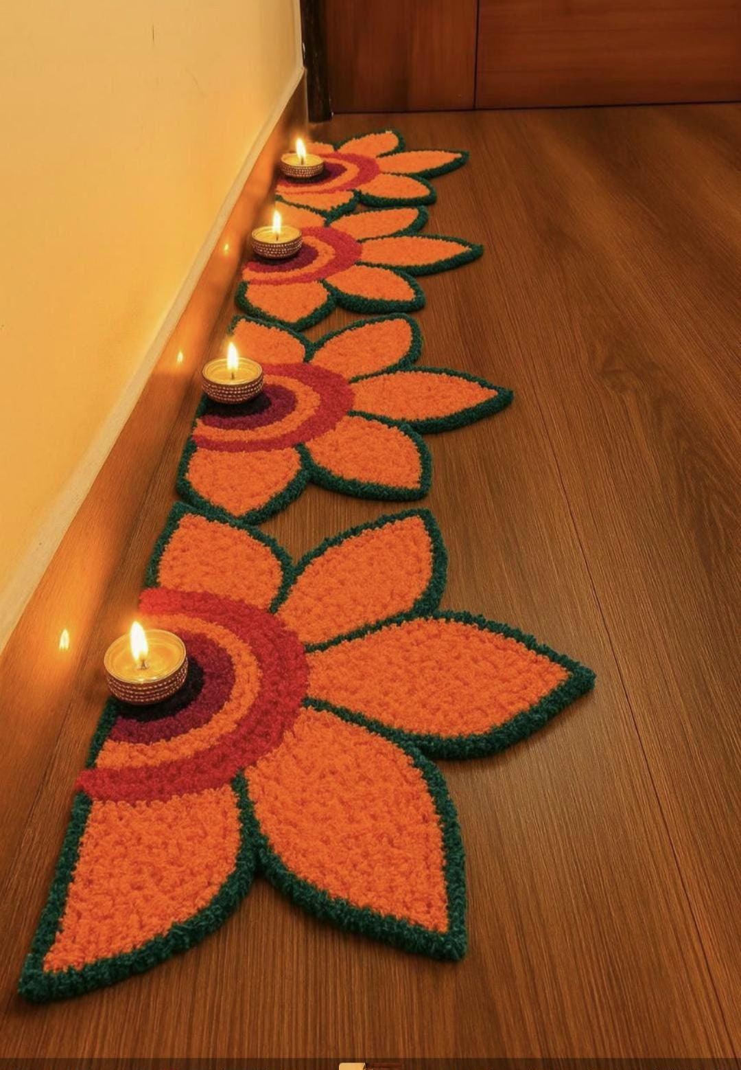 Washable Foldable Reusable Rangoli Mat for Diwali Decoration Mats for ...