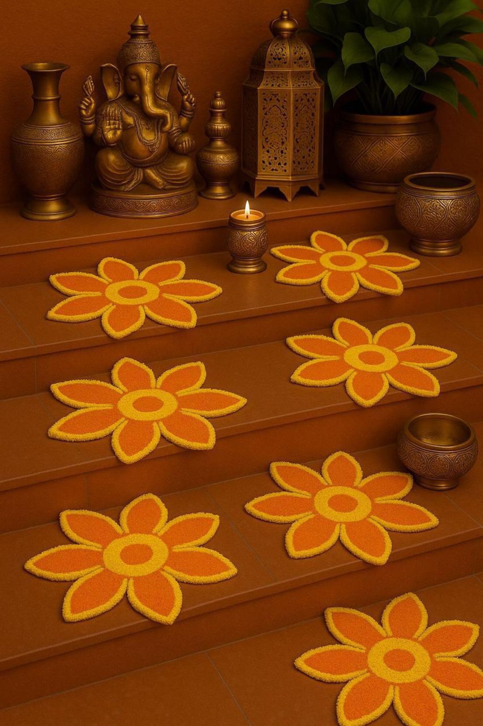 Set of 4 Foldable Reusable Rangoli Mat for Diwali Decoration Mats for ...