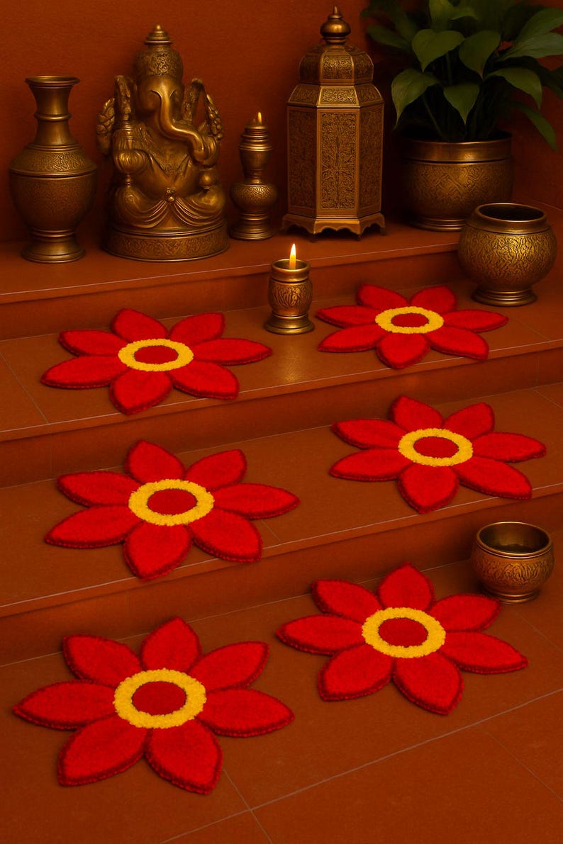 Set of 4 Foldable Reusable Rangoli Mat for Diwali Decoration Mats for ...
