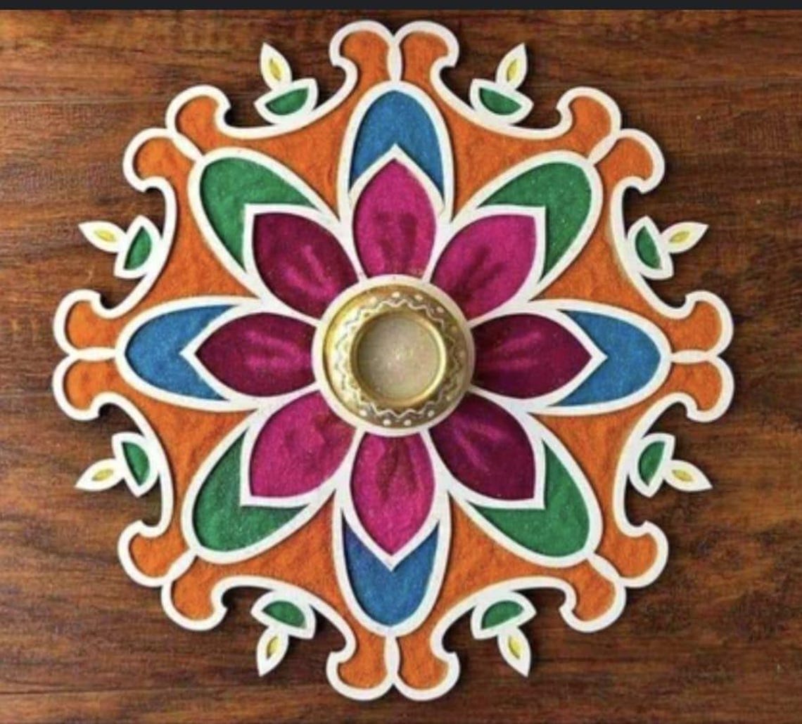 Set of 2 Resuable Rangoli Template Mat With Wooden Base /mdf Rangoli ...