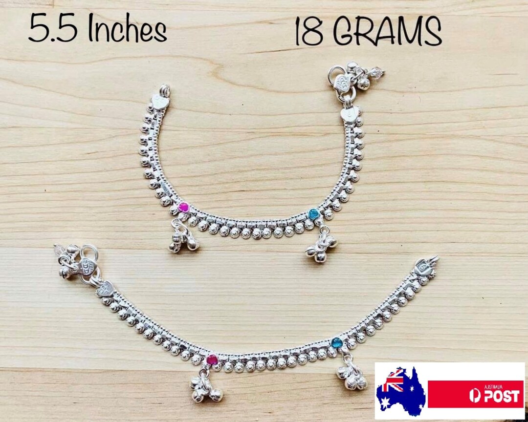 5.5 Solid Silver Handcrafted Baby Anklets, Gorgeous Gift for New Born ...