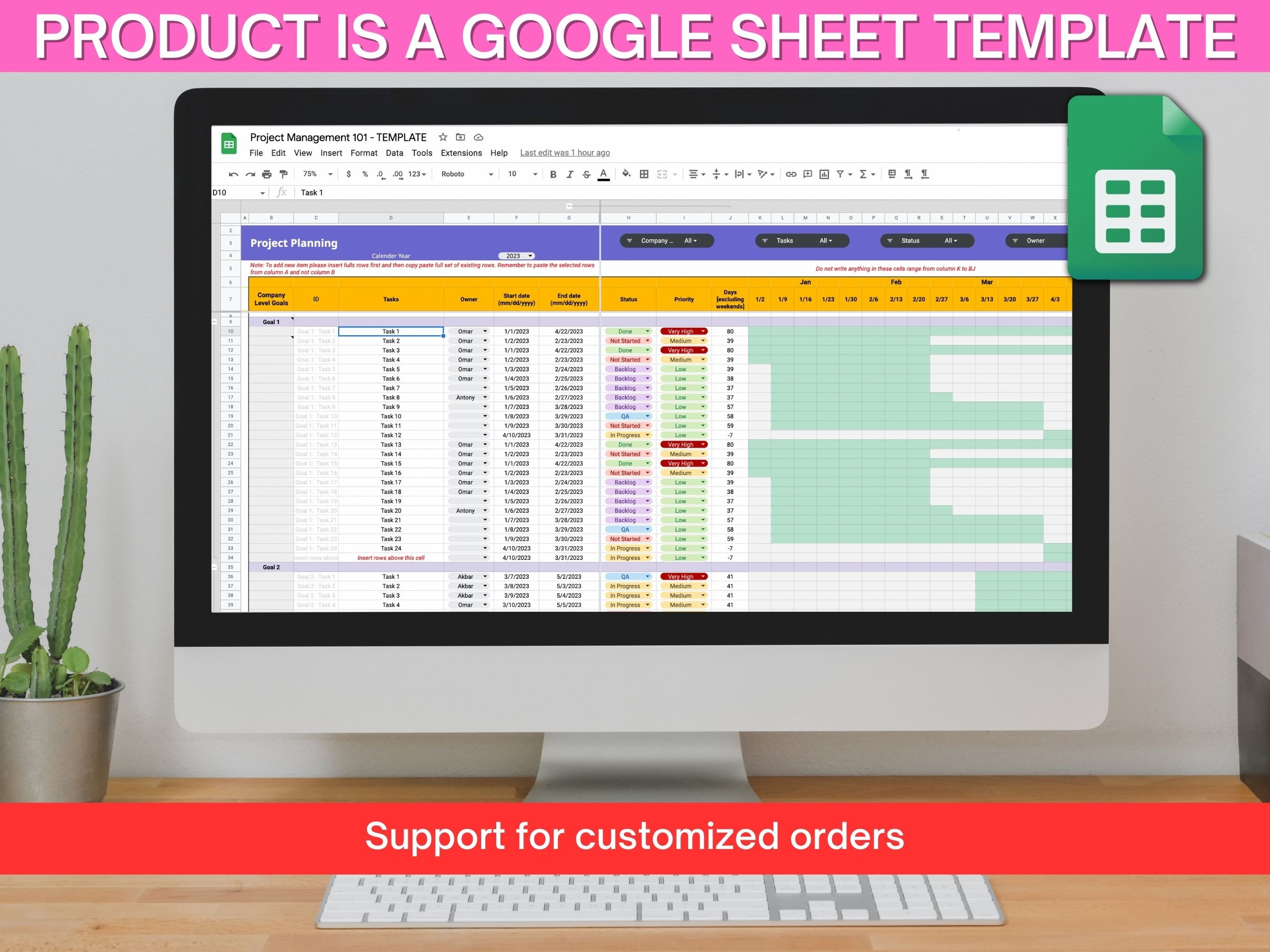 Project Management Template Google Sheets ,project Tracker, Project ...