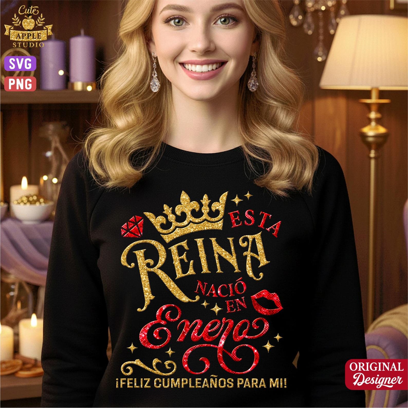 Esta Reina Nacio En Enero Png Svg, Una Reina, Spanish Birthday Svg ...
