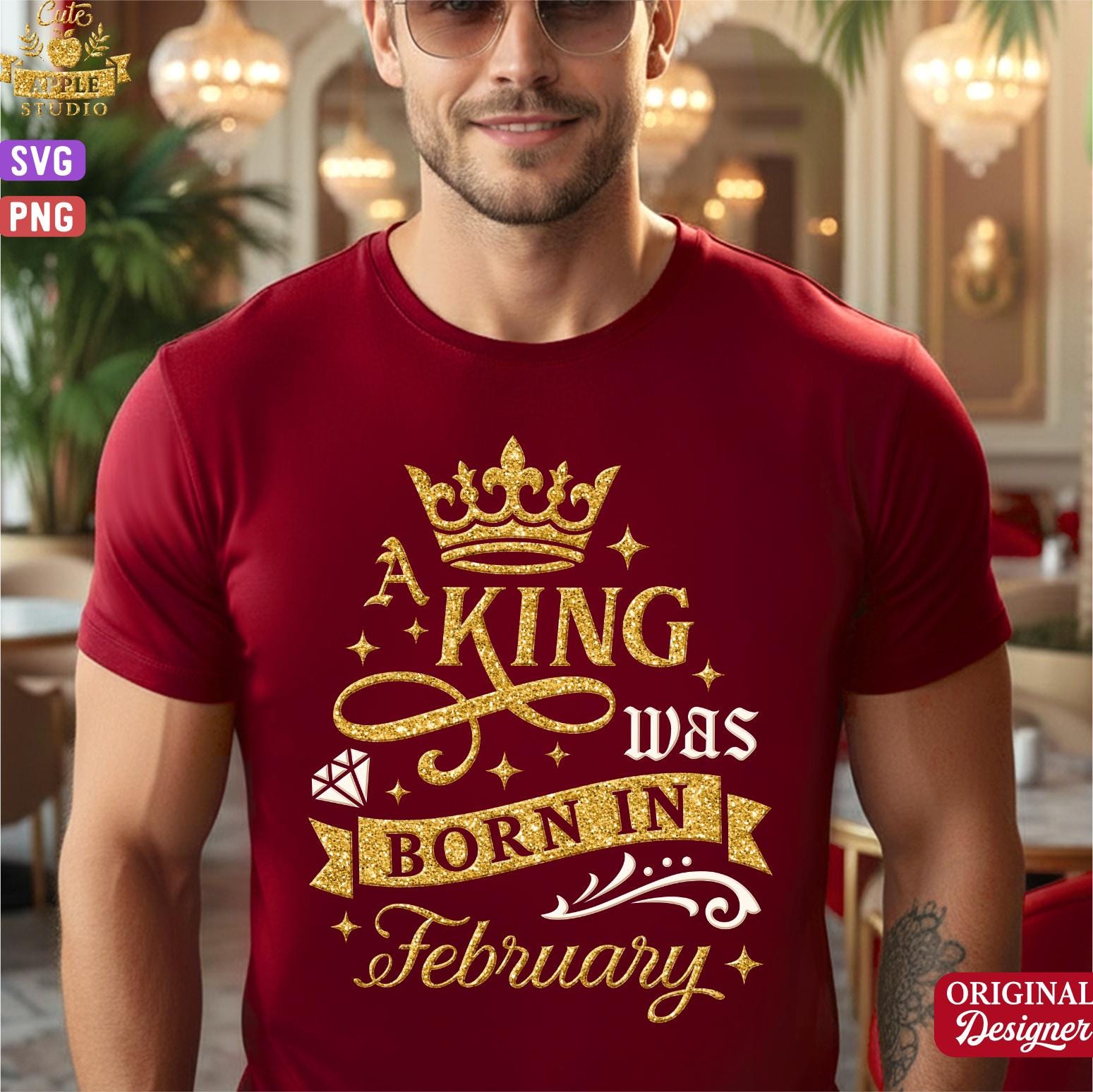 A King Was Born in February Svg Png, February Birthday Mens Png ...