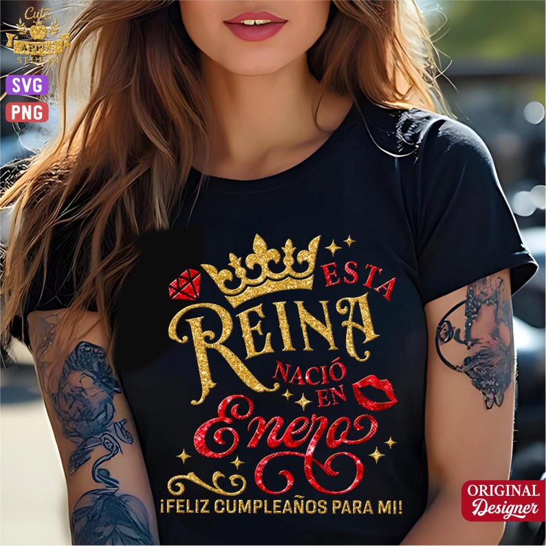 Esta Reina Nacio En Enero Png Svg, Una Reina, Spanish Birthday Svg ...