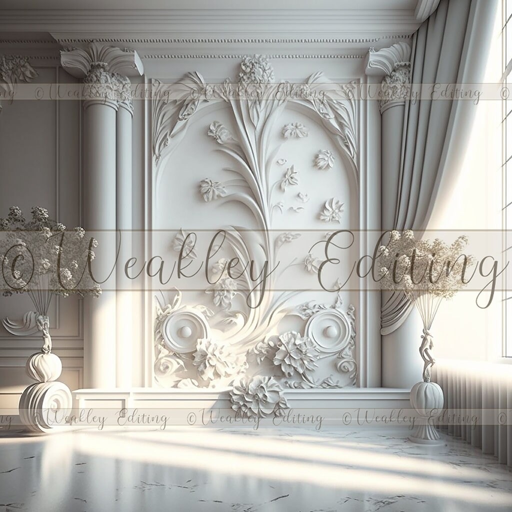 White Room, Digital Backdrop, White Room Digital Background, White ...