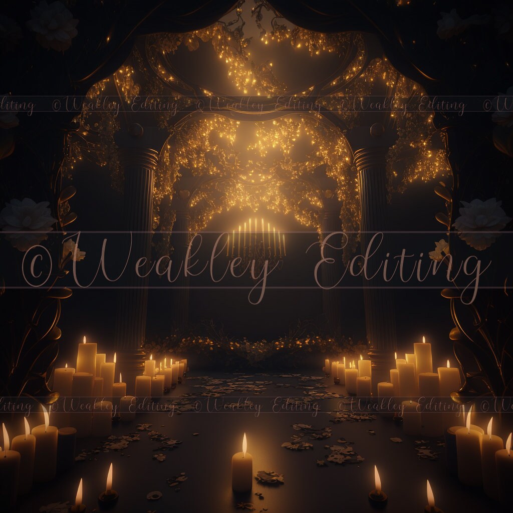Candlelit Room, Digital Backdrop, Magical Room Digital Background ...