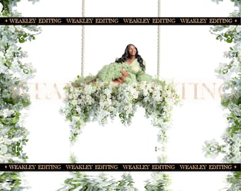 Floral Swing Digital Backdrop: Blue Flower Background (PNG) - Etsy