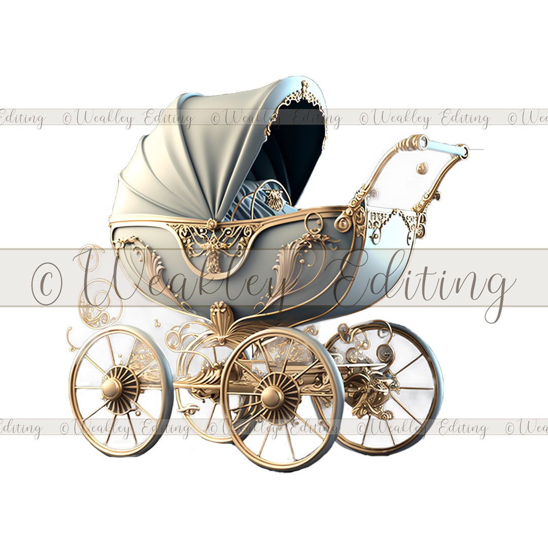 Blue Vintage Baby Carriage, Individual, Digital Overlay, Photoshop ...