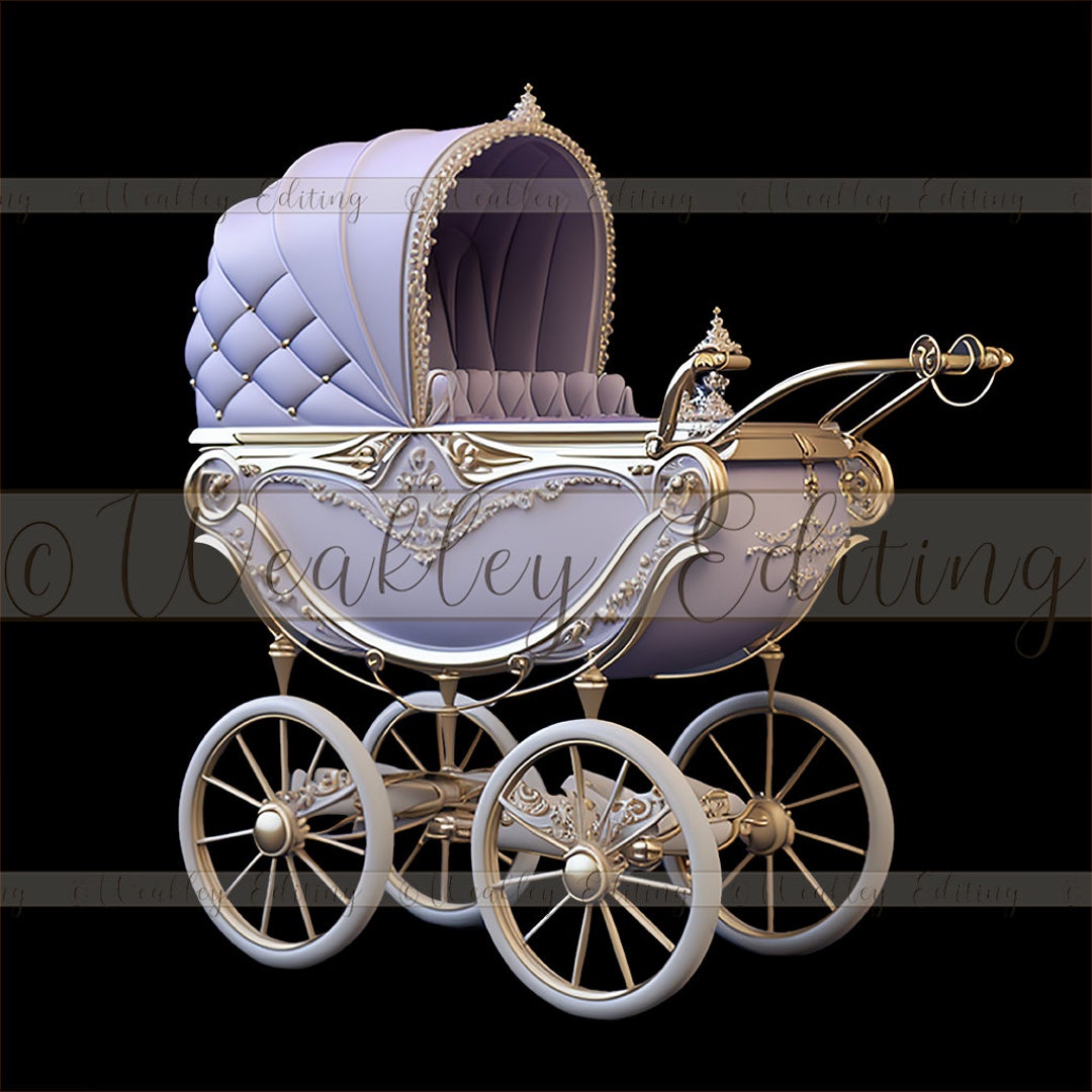 Purple Lavender Vintage Baby Carriage, Individual, Digital Overlay ...