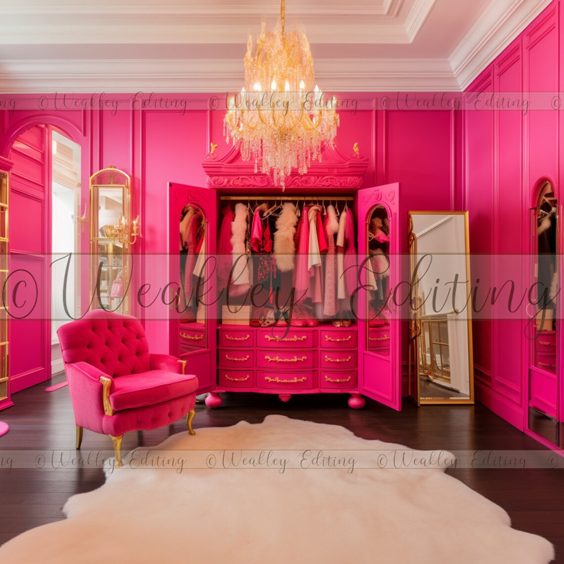Hot Pink Room, Hot Pink Closet, Digital Background, Overlay, Photoshop ...