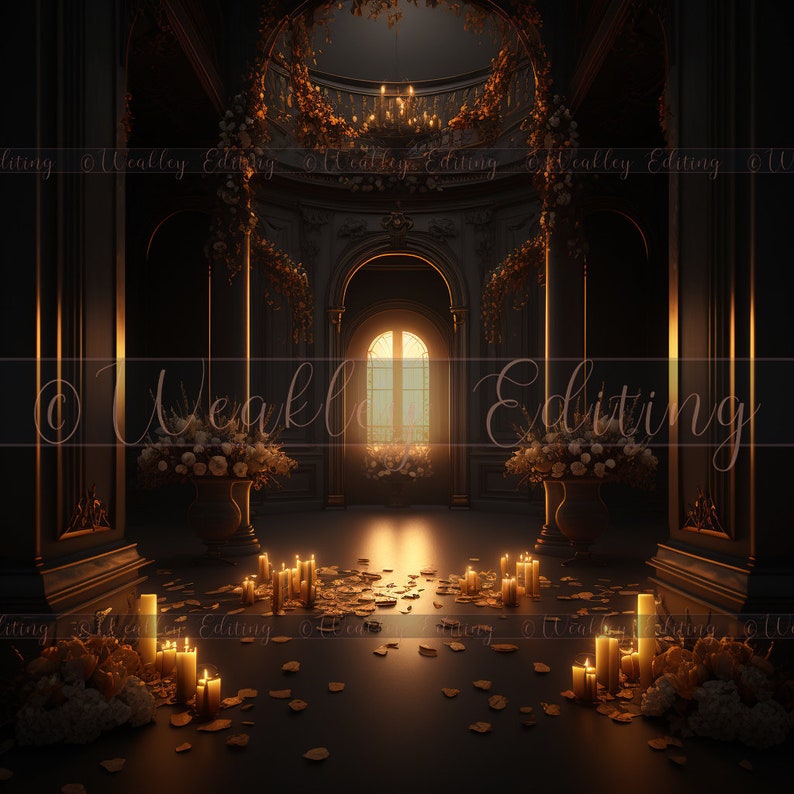 Candlelit Room, Digital Backdrop, Magical Room Digital Background ...