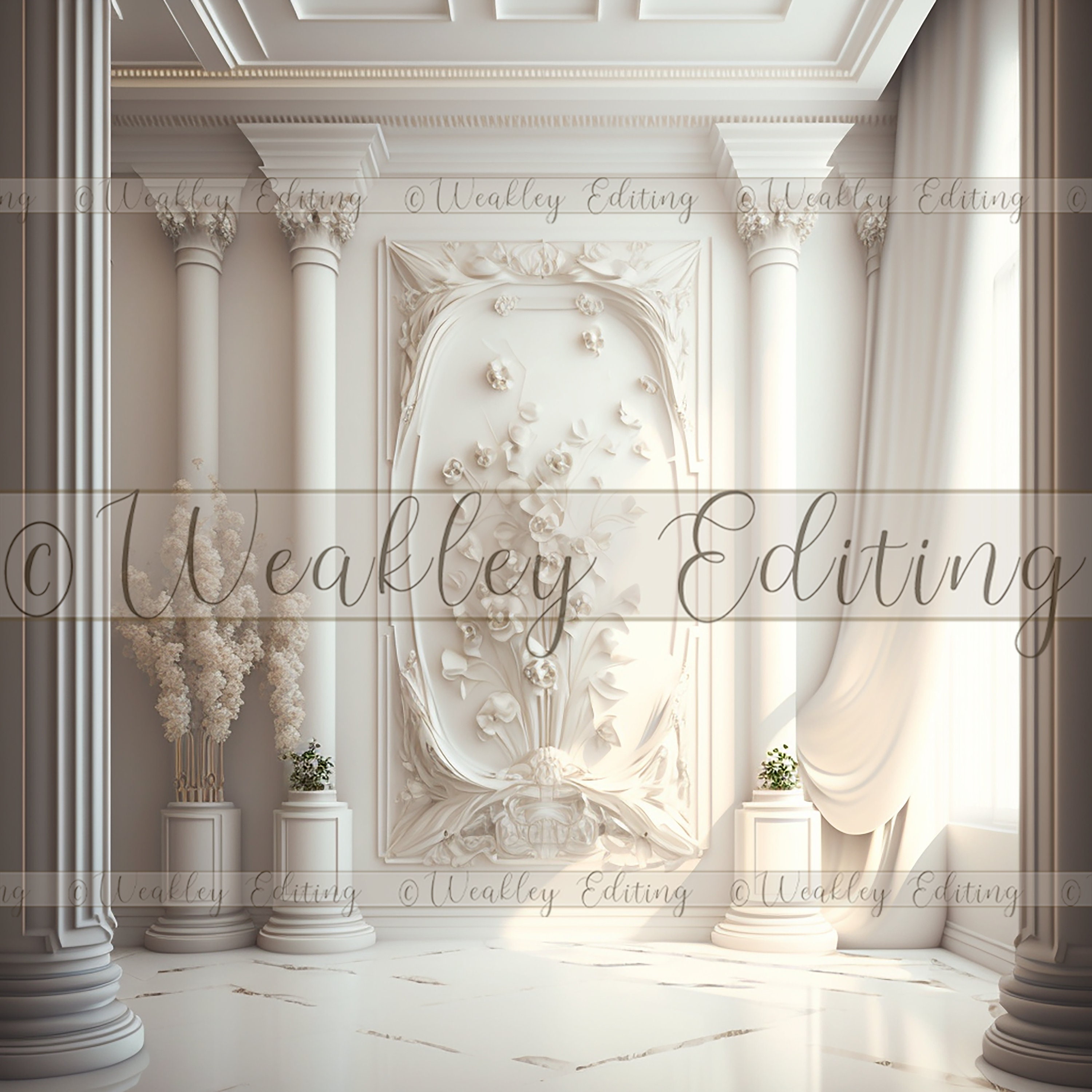 White Room, Digital Backdrop, White Room Digital Background, White ...