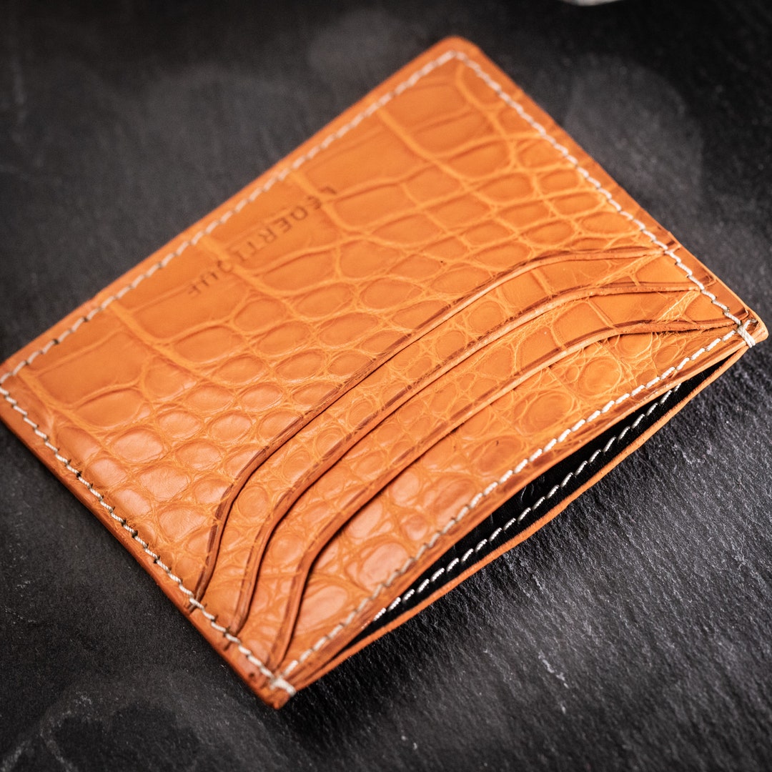Card Case Made of Genuine Alligator Leather. Hand-stitched & Made in ...
