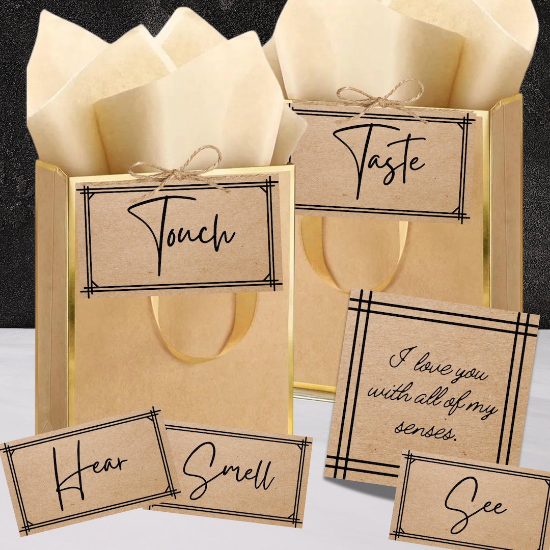 5 Senses Gift Bags for Him Five Senses Tags Set Gifts for Husband ...