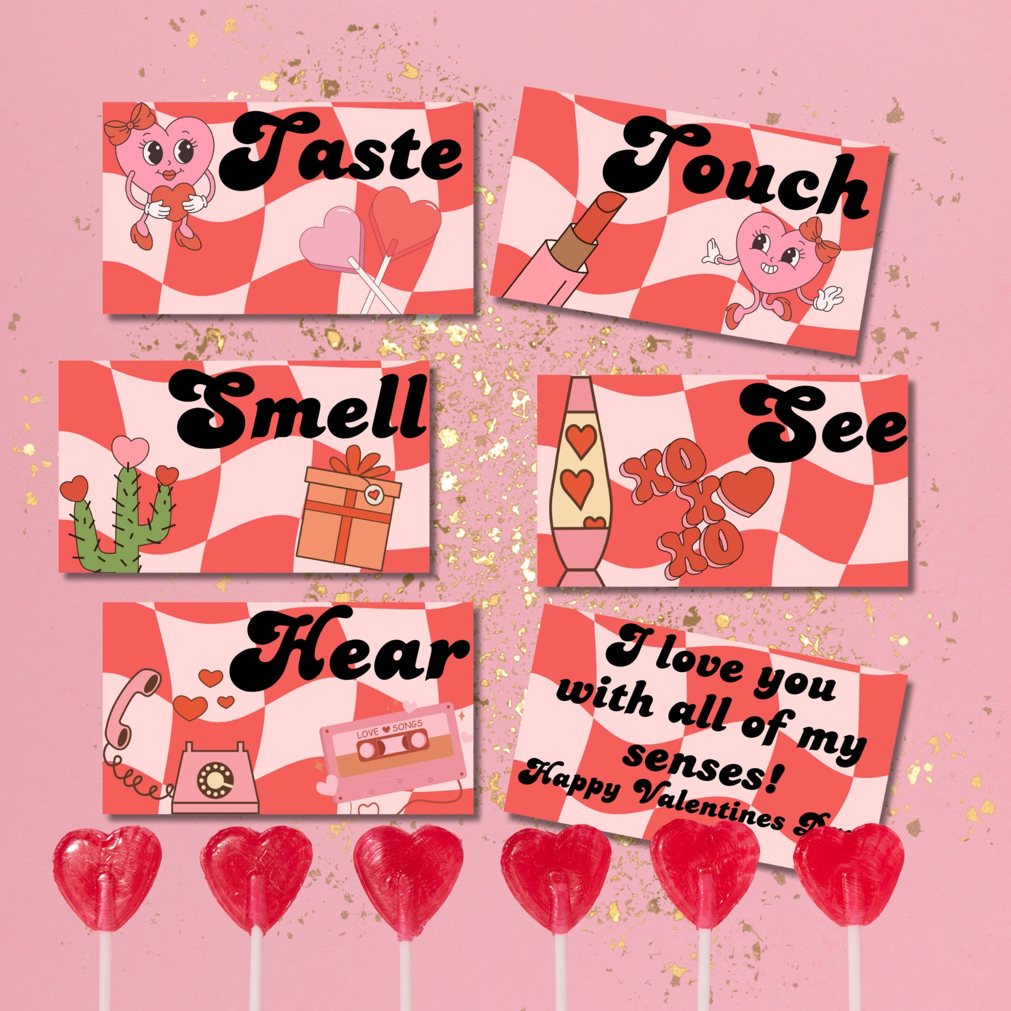 5 Senses Gift Tags for Valentines Day 5 Senses Card Set Gifts for Her ...