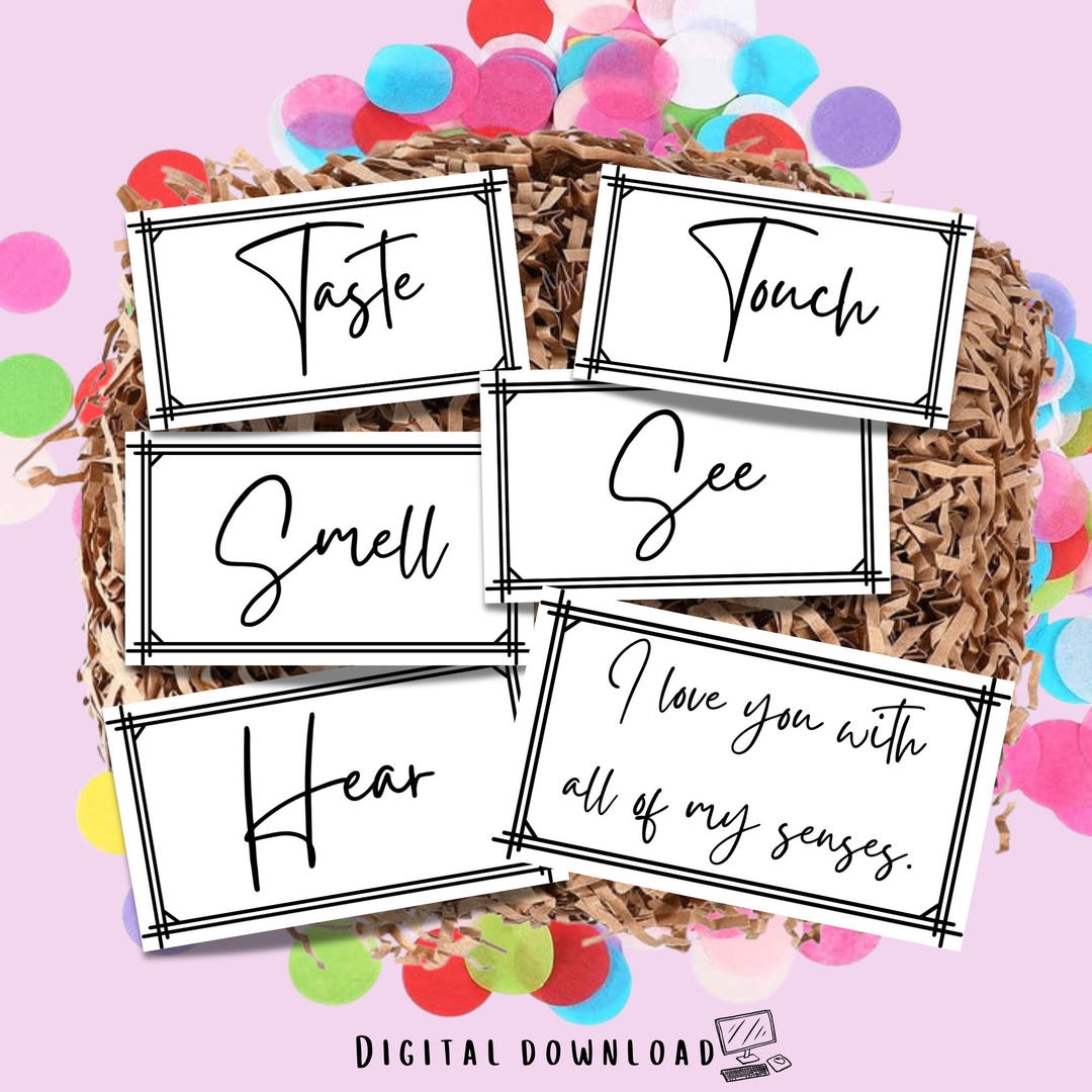 Printable 5 Senses Gift Tags for Birthday 5 Senses Tags for Anniversary ...