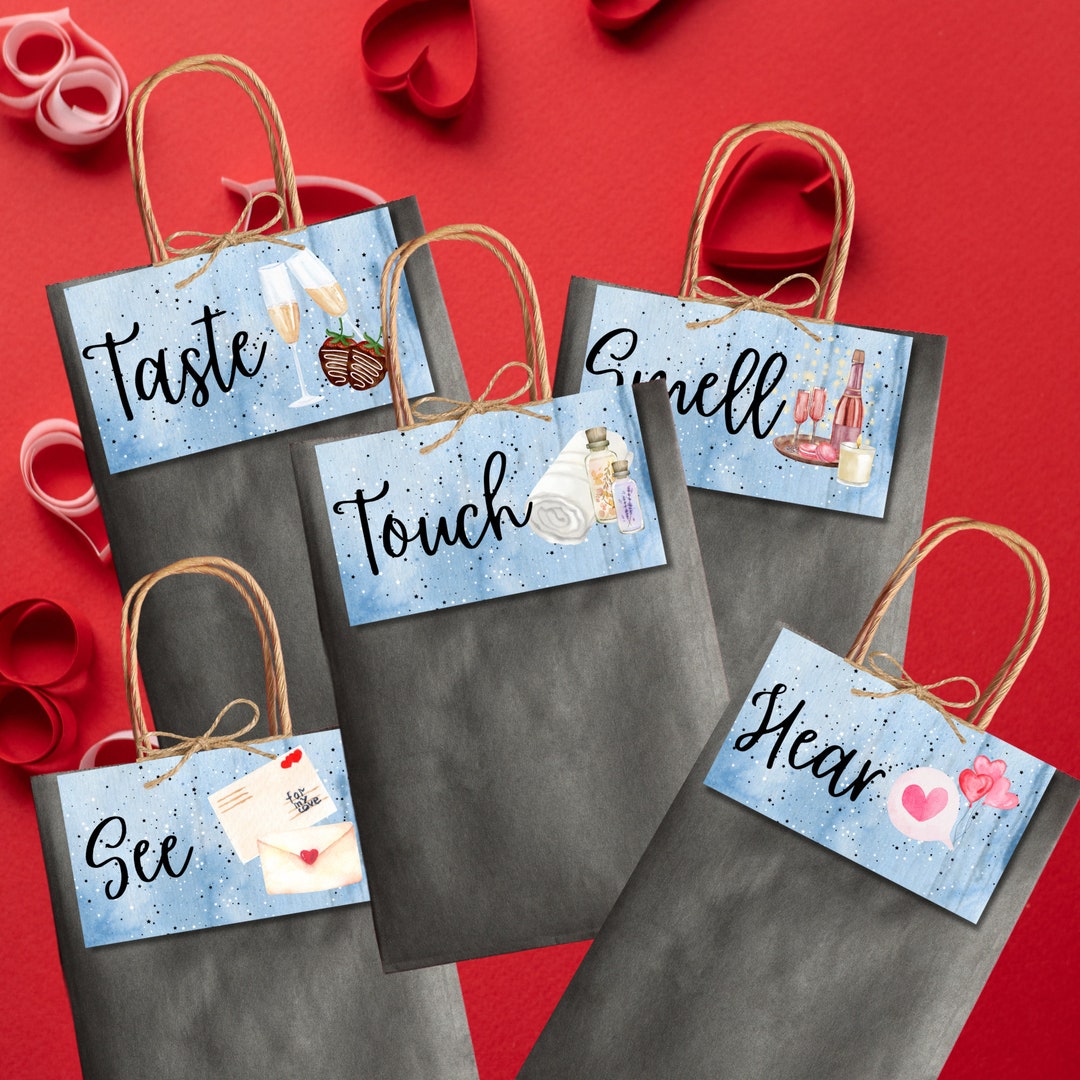 5 Senses Gift Bags for Him Five Senses Tags Set Gifts for Husband ...