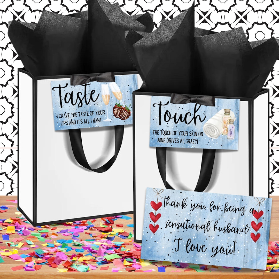 5 Senses Gift Bags for Him Five Senses Tags Set Gifts for Husband ...