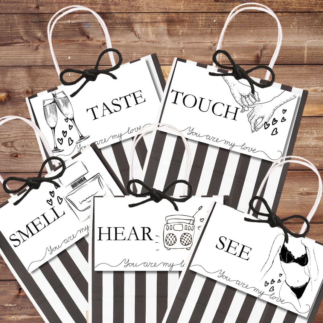 5 Senses Gift Bags for Him Five Senses Tags Set Gifts for Husband ...