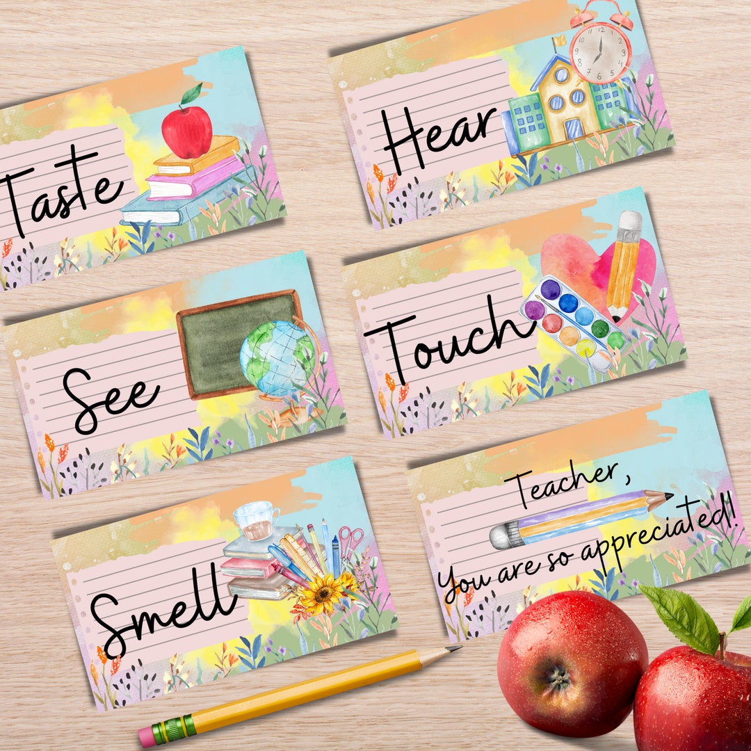 Printable 5 Senses Gift Tags for Teacher Gifts for Teacher Appreciation ...