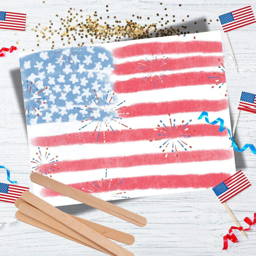 Printable American Flag Craft for 4th of July Printable Flag Photo Prop ...