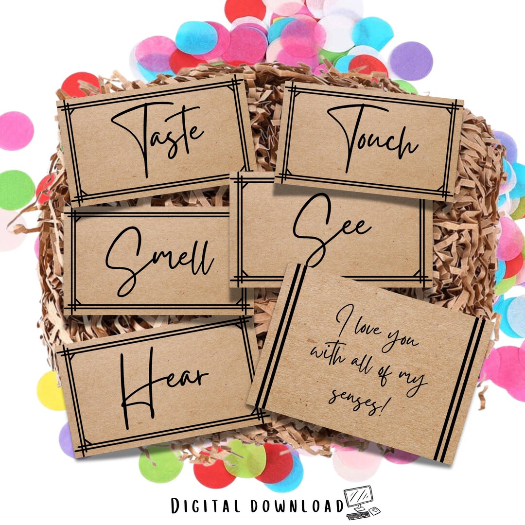 Printable 5 Senses Gift Tags for Birthday 5 Senses Tags for Anniversary ...