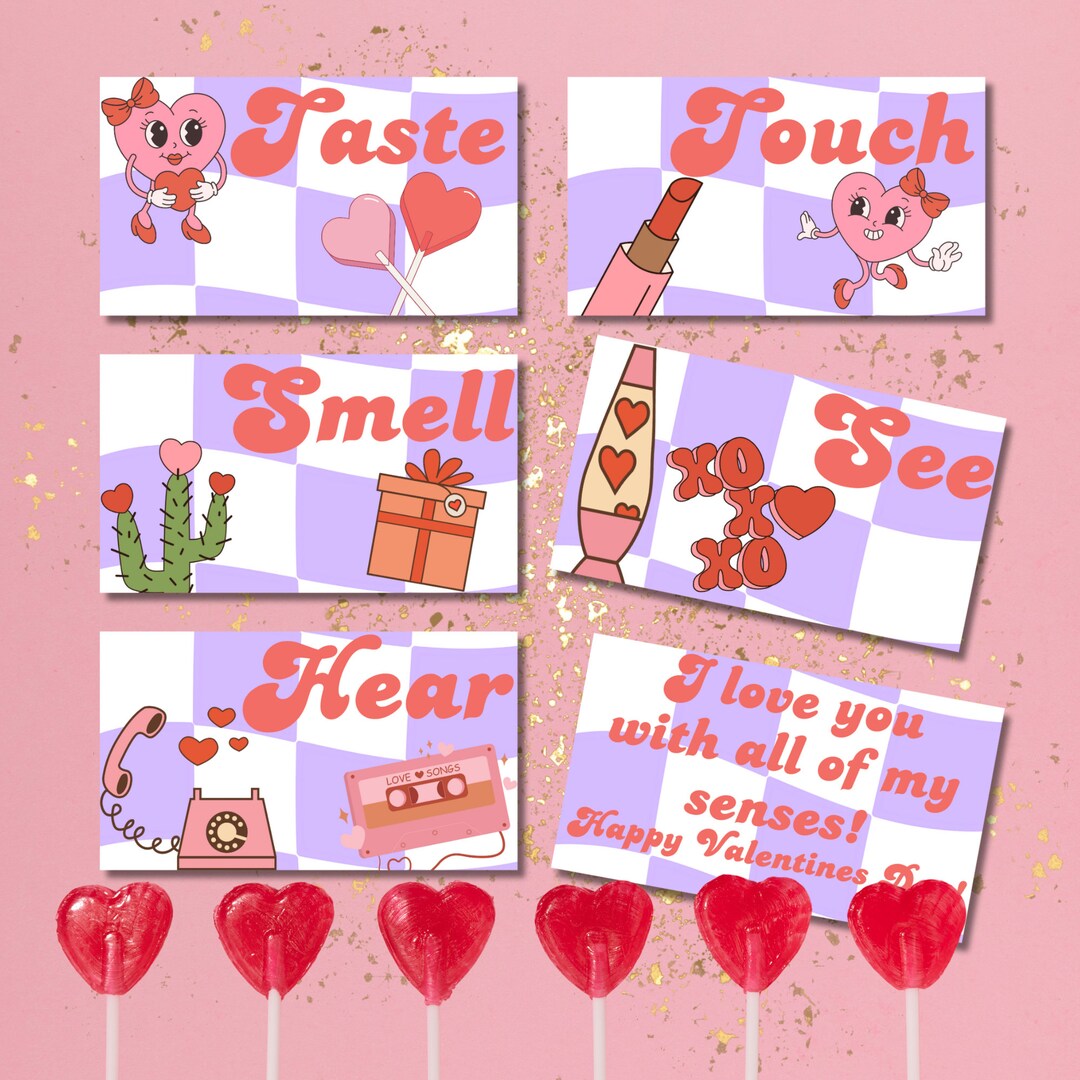 5 Senses Gift Tags for Valentines Day 5 Senses Card Set Gifts for Her ...