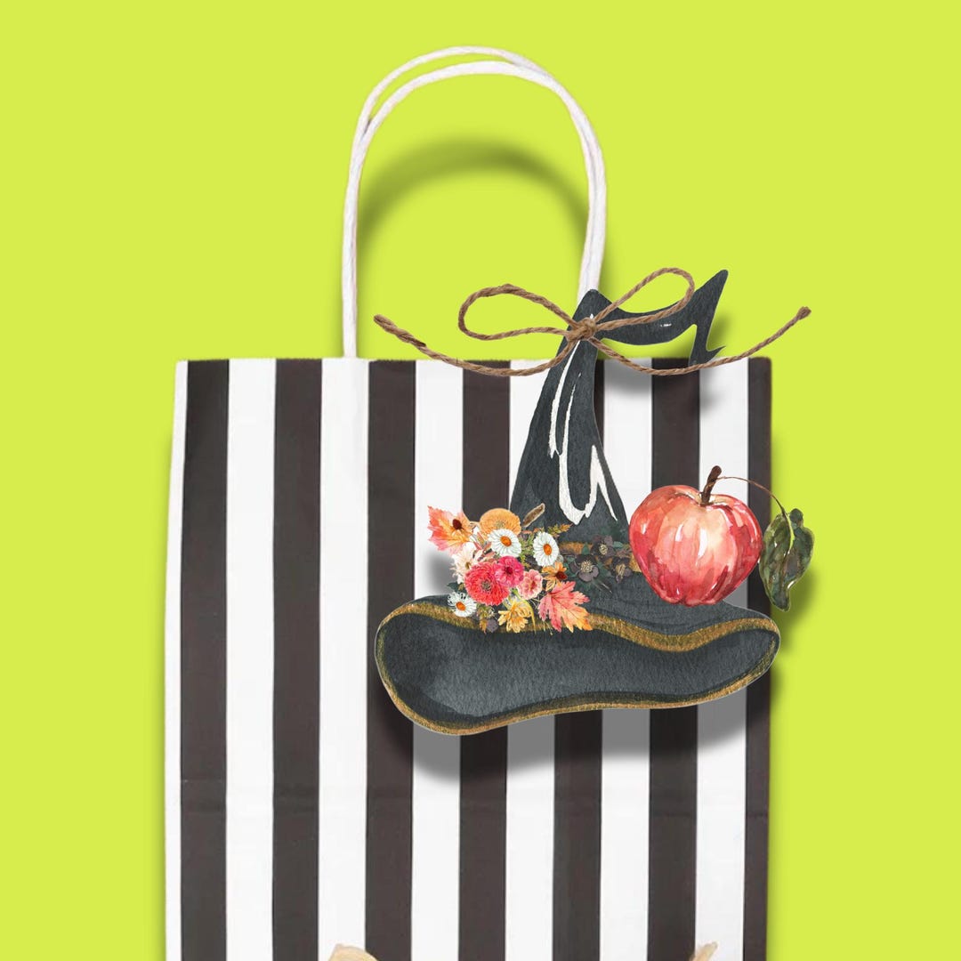 Halloween Gift Tag Set Witch Hat Gift Tag for October Birthday ...