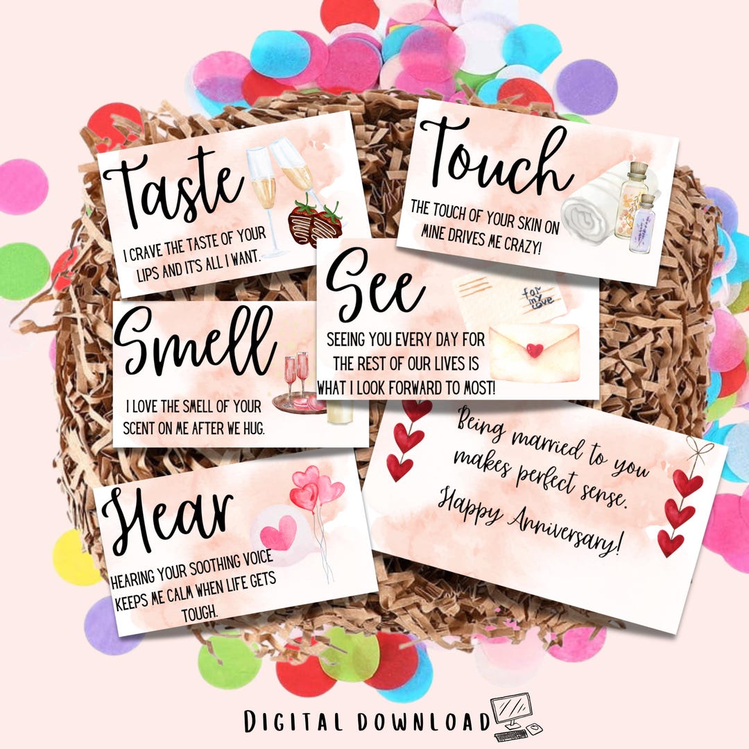Printable 5 Senses Gift Tags for Him Gifts for Her Gift for Anniversary ...