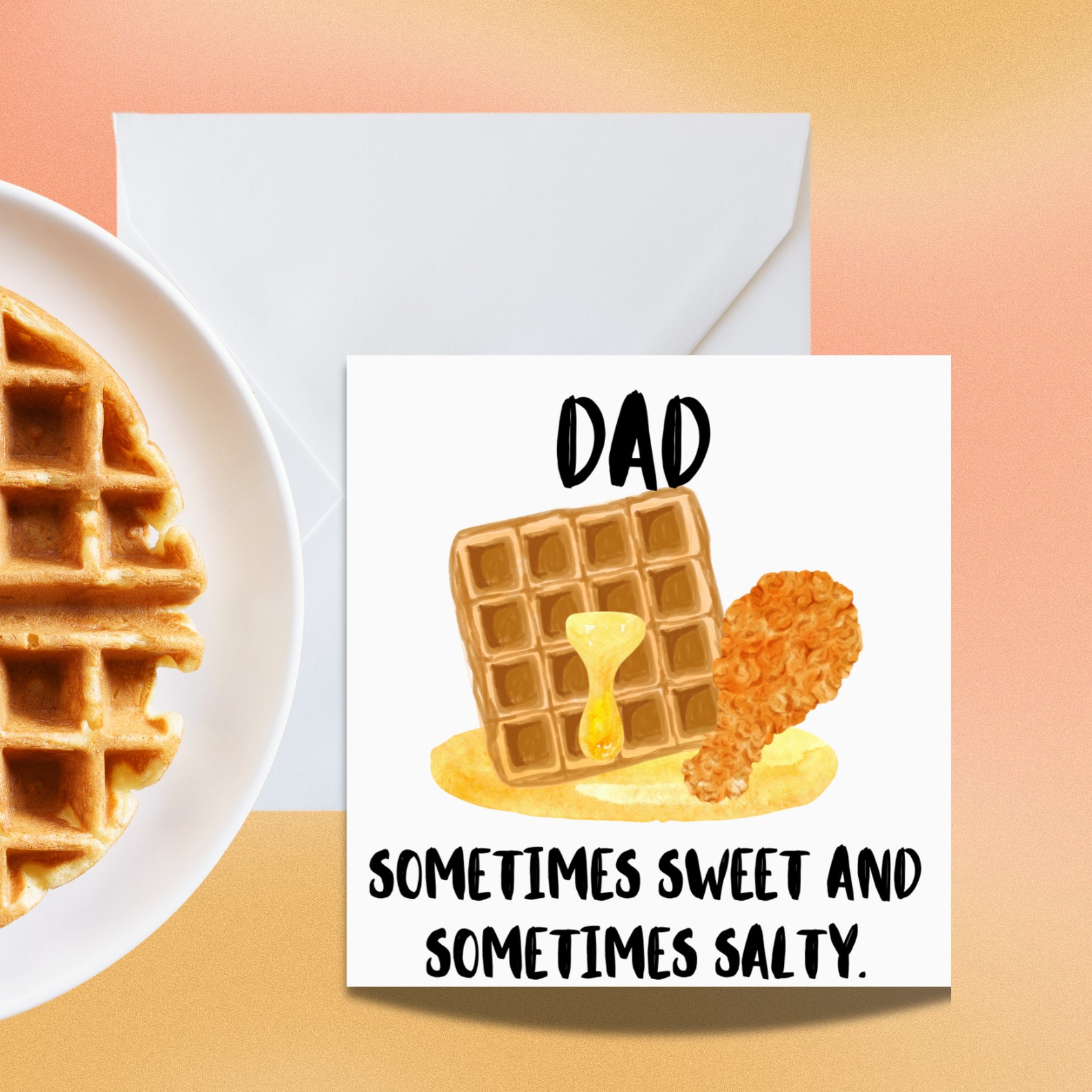 Square Fathers Day Card for Dad Breakfast Card for Fathers Day Chicken ...