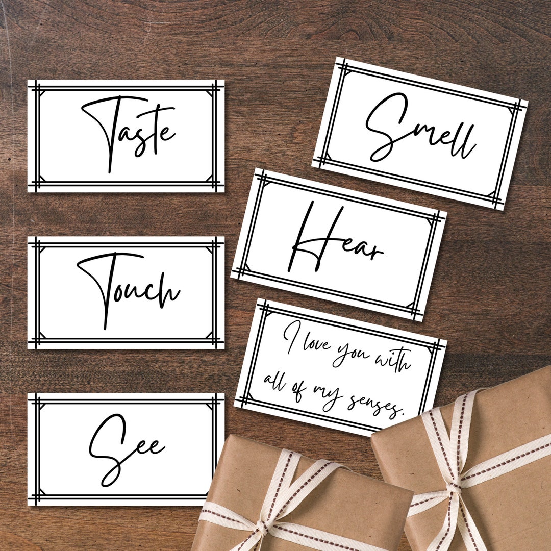 Printable 5 Senses Gift Tags for Birthday 5 Senses Tags for Anniversary ...