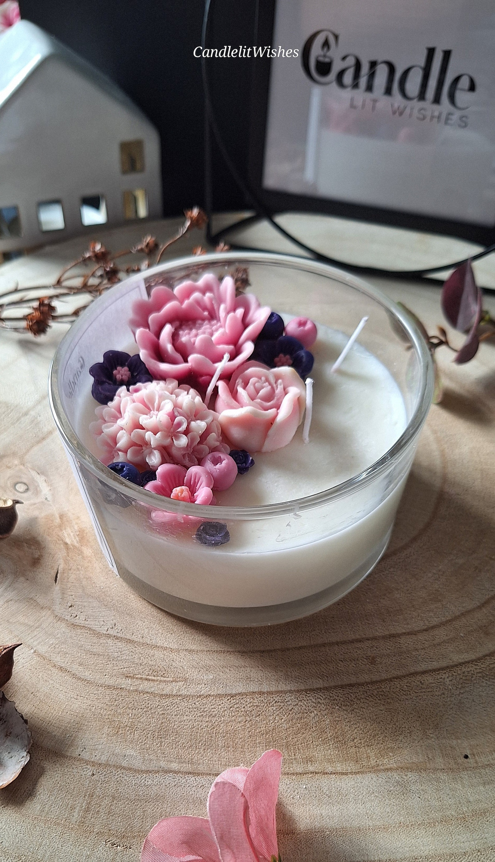 Large Floral Handcrafted Scented Soy Candle - Etsy