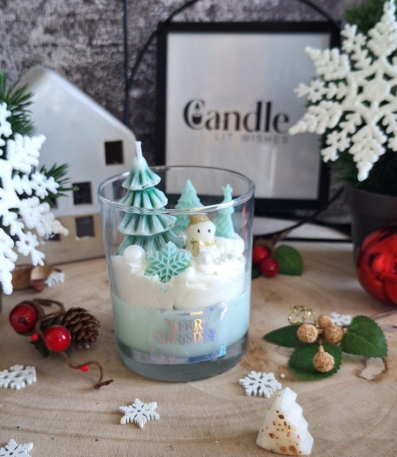 Merry Christmas - Handmade Large Floral Soy Candle |artisanal, Scented ...
