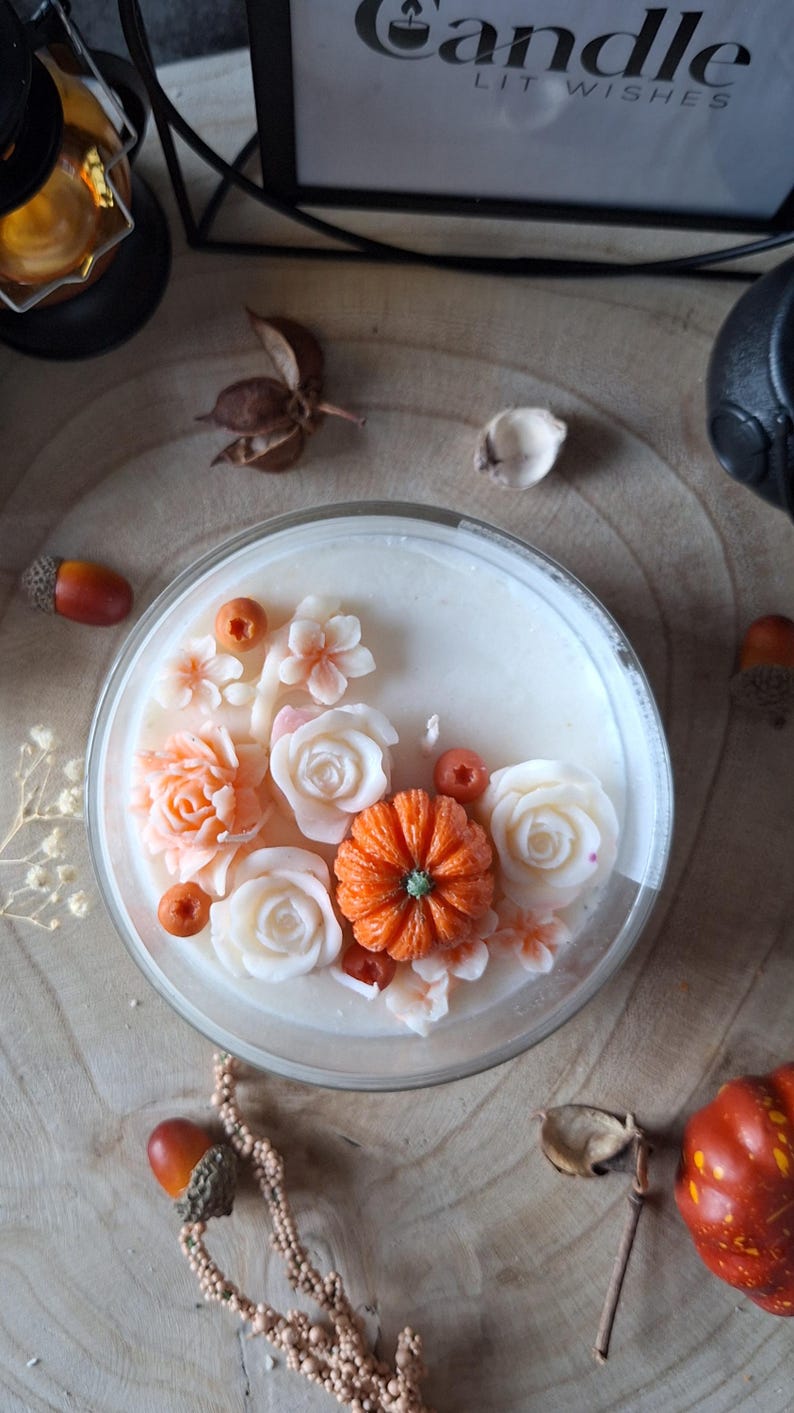Amber Orchard - Handmade Floral Soy Candle - Large Artisanal Scented ...