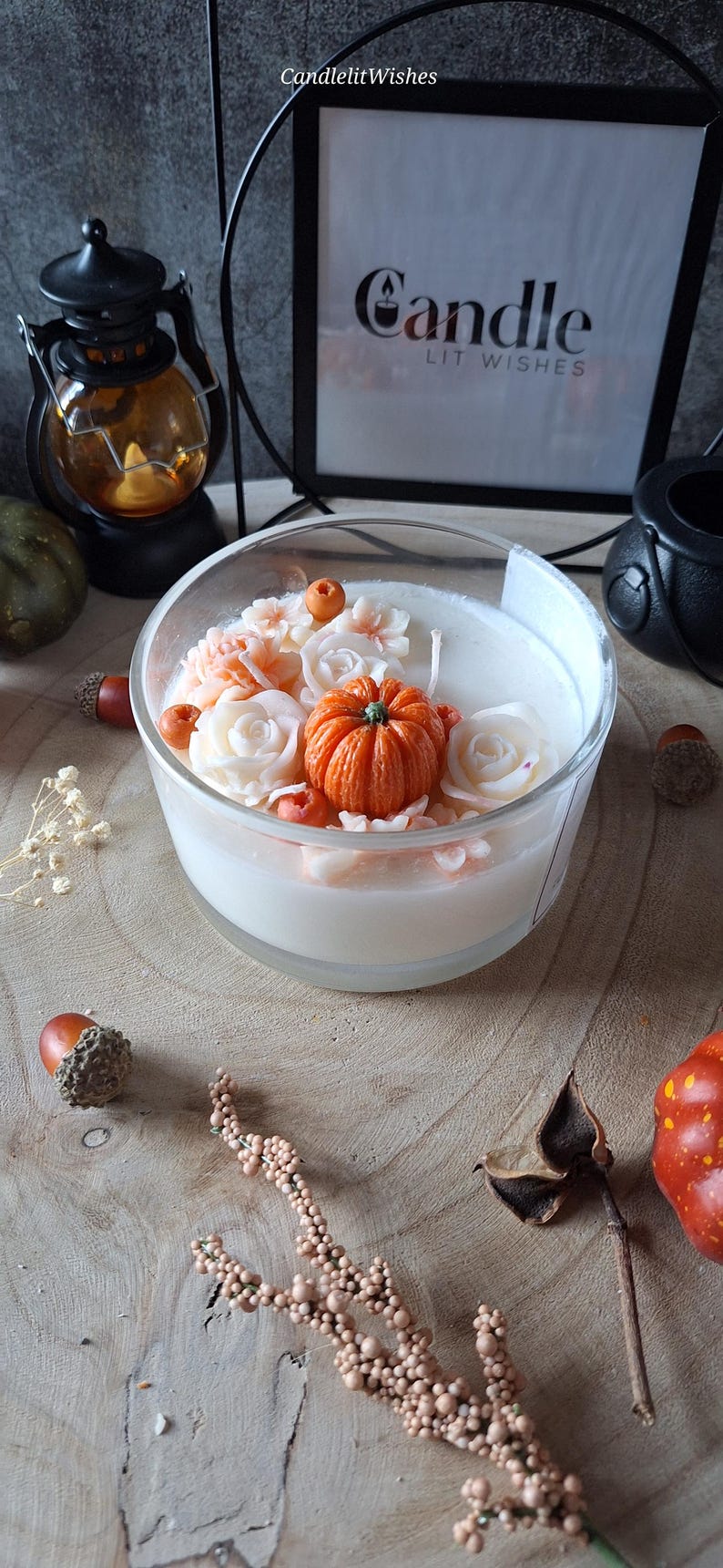 Amber Orchard - Handmade Floral Soy Candle - Large Artisanal Scented ...