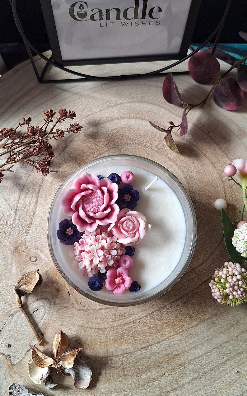 Large Floral Handcrafted Scented Soy Candle - Etsy