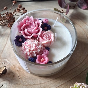 Large Floral Handcrafted Scented Soy Candle - Etsy