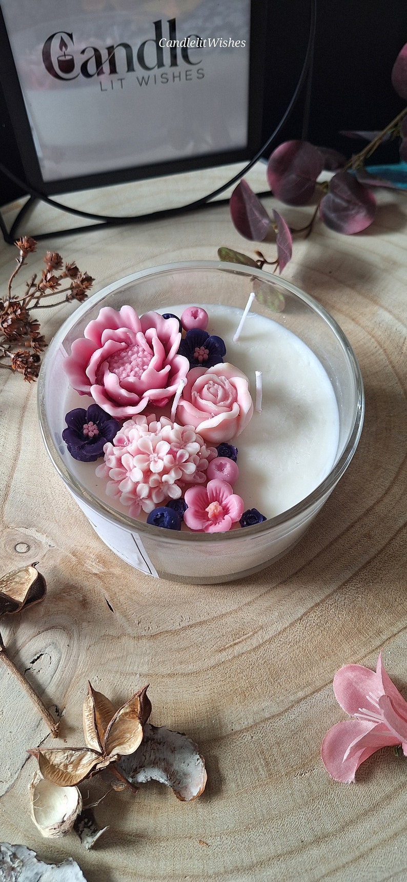 Large Floral Handcrafted Scented Soy Candle - Etsy