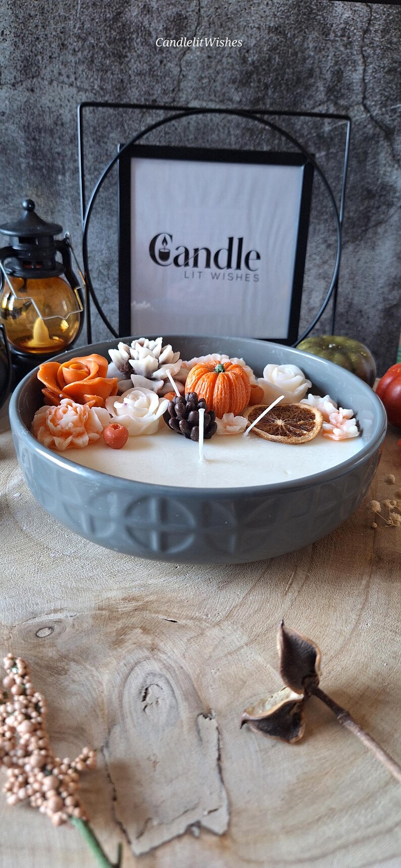 Large Floral Handmade Soy Candle - Artisanal Scented - Etsy
