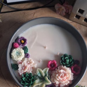 Large Floral Handmade Soy Candle - Artisanal Scented - Spring Summer ...