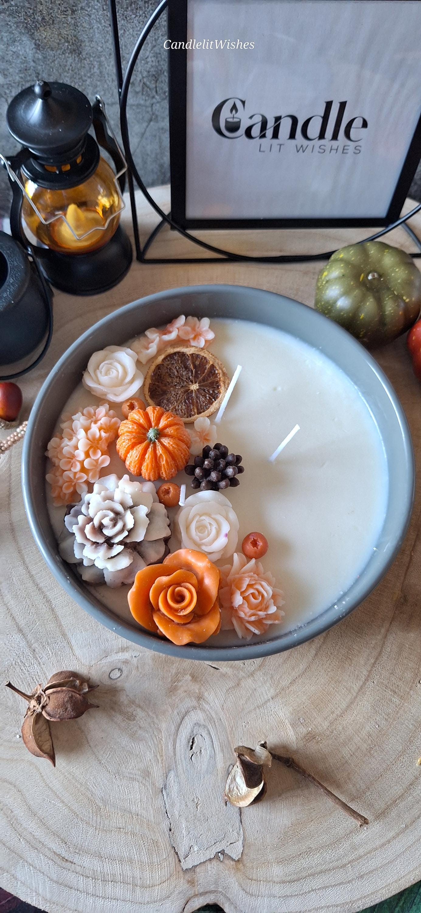 Large Floral Handmade Soy Candle - Artisanal Scented - Etsy