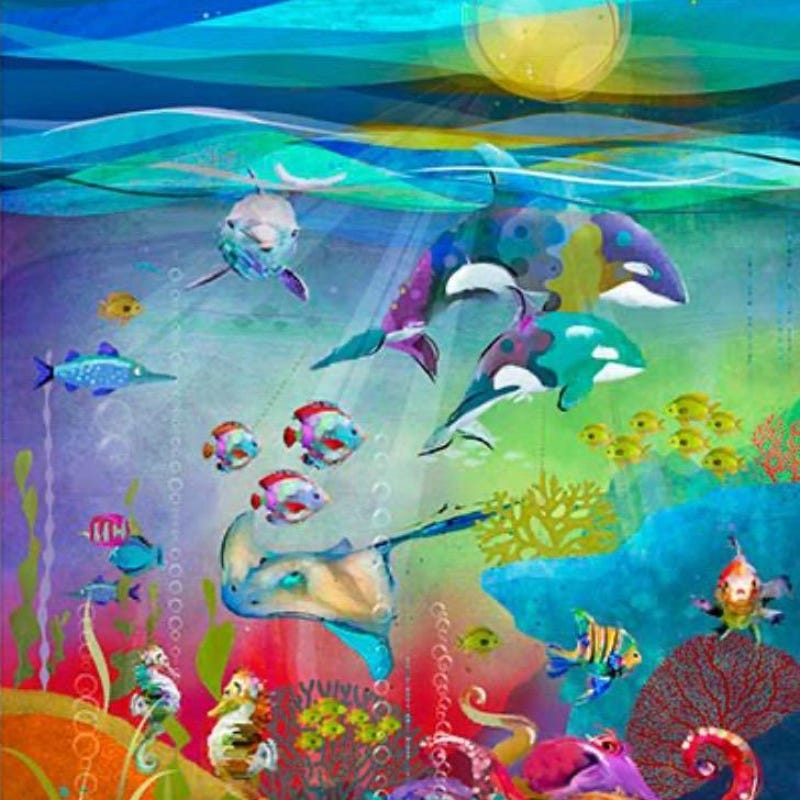 Sea Life Fabric Panel - Etsy