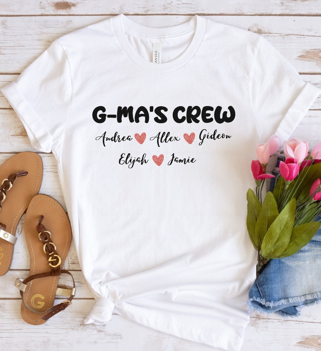 Custom Gma Shirts With Kids Names for Grandma Personalized Gifts for G ...