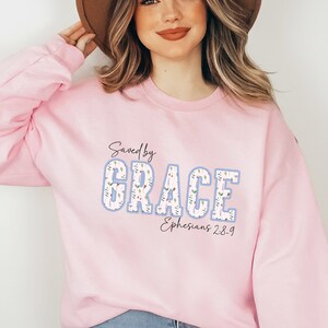 Saved by Grace Sweatshirt Christian Hoodie Bible Verse Sweater Outfit ...